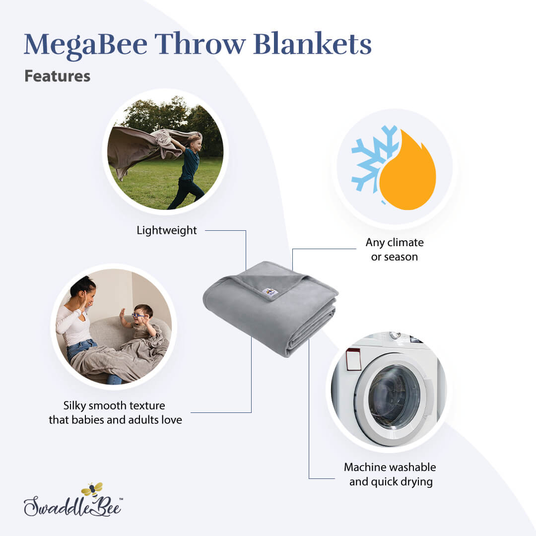 MegaBee Throw Blanket ~ Light Grey – Swaddle Bee