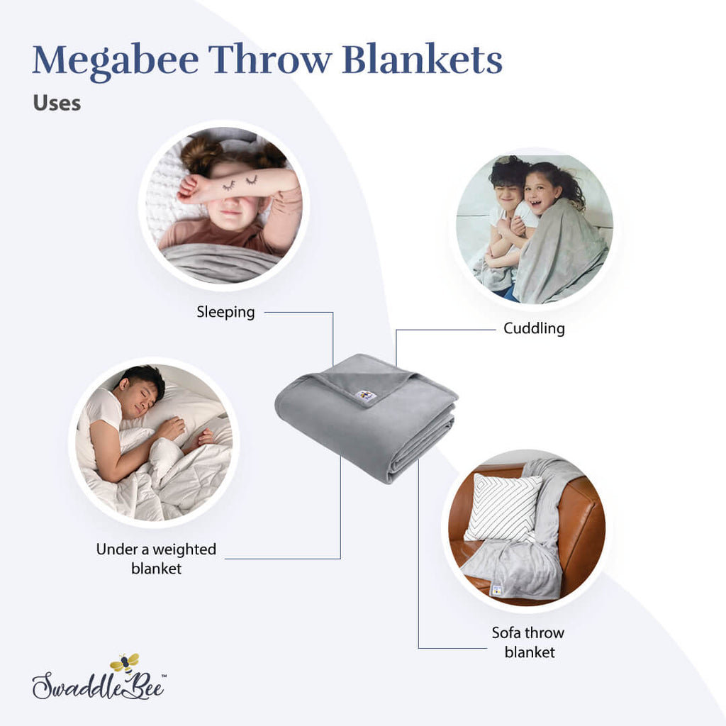 MegaBee Throw Blanket ~ Light Grey – Swaddle Bee